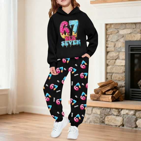 Boys Graphic Print Hoodie and Jogger Outfit Set, Casual Two Piece ...