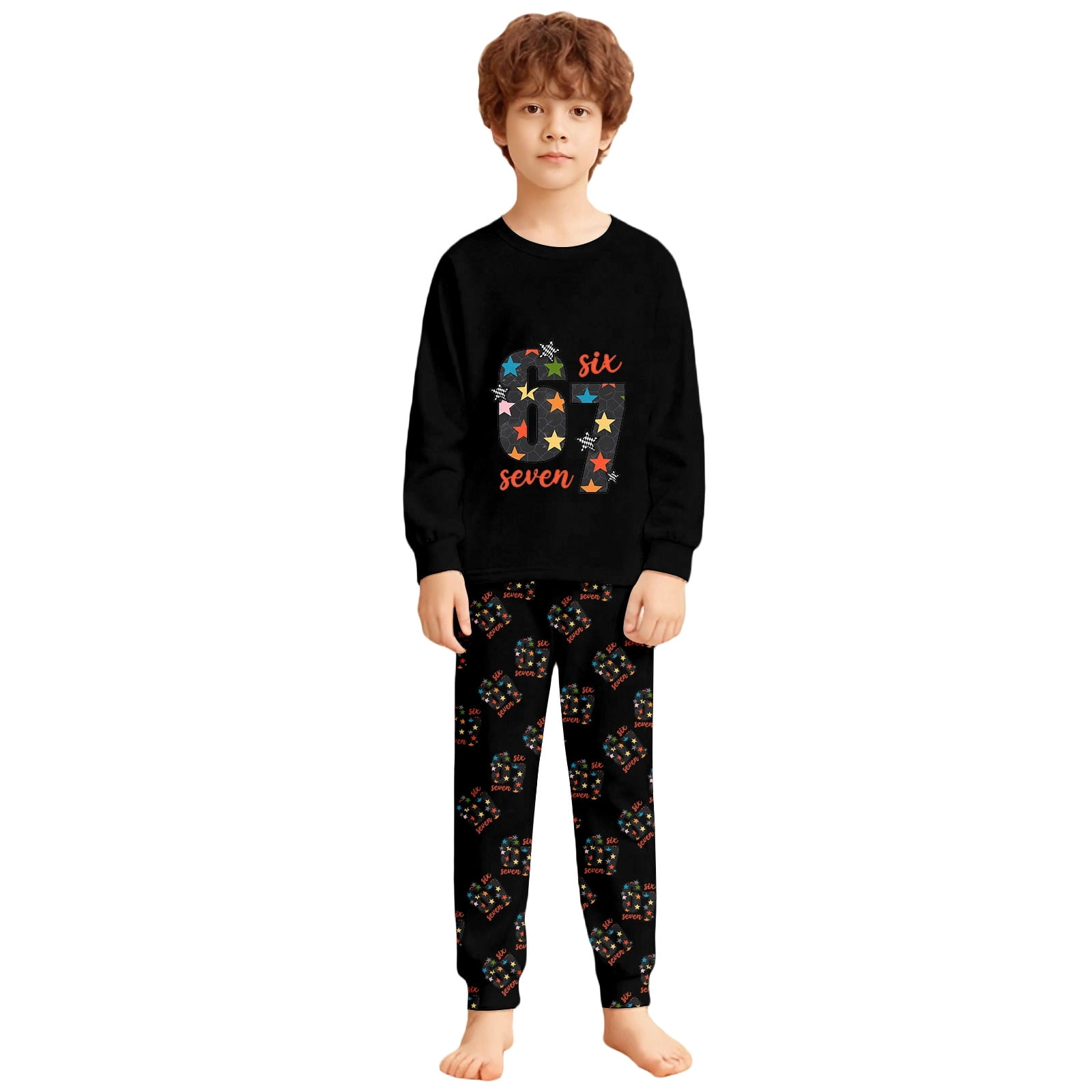 Boys Graphic Print Two Piece Kids Pajamas Home Casual Outfit Children ...