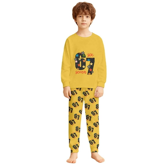 Boys Graphic Print Two Piece Kids Pajamas Home Casual Outfit Children ...