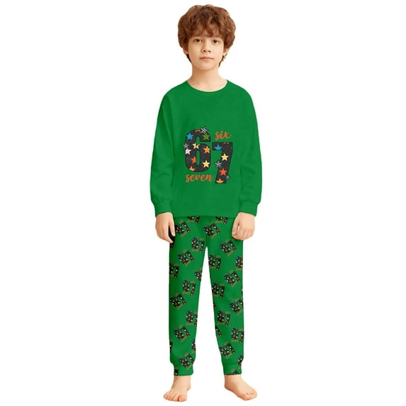 Boys Graphic Print Two Piece Kids Pajamas Home Casual Outfit Children ...