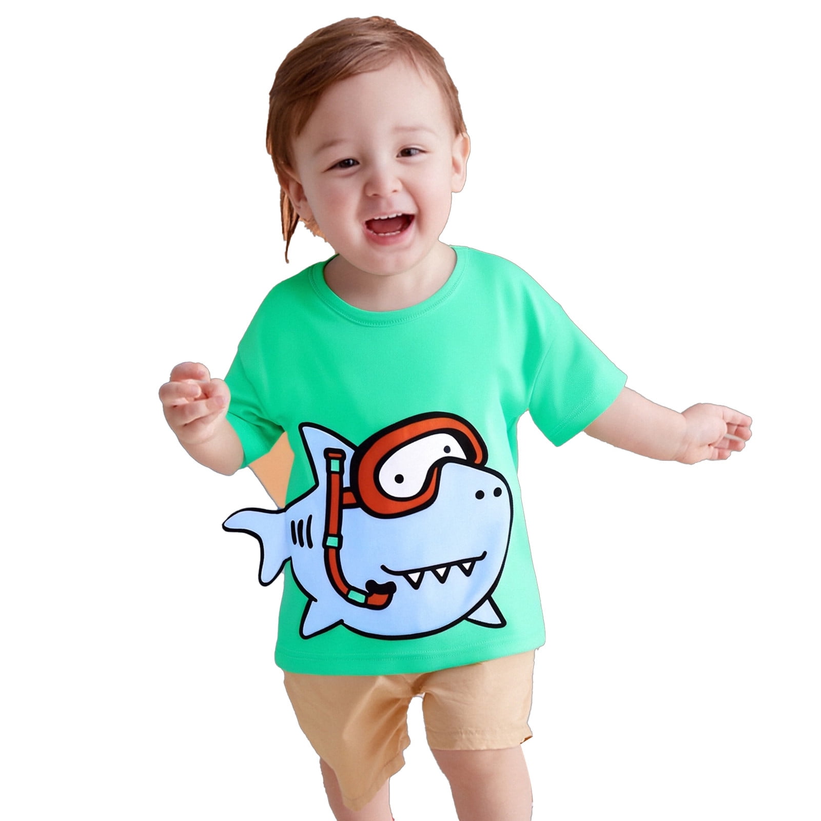 Boys Graphic Shirts Children's Girls' Round Neck Cartoon Print Short ...