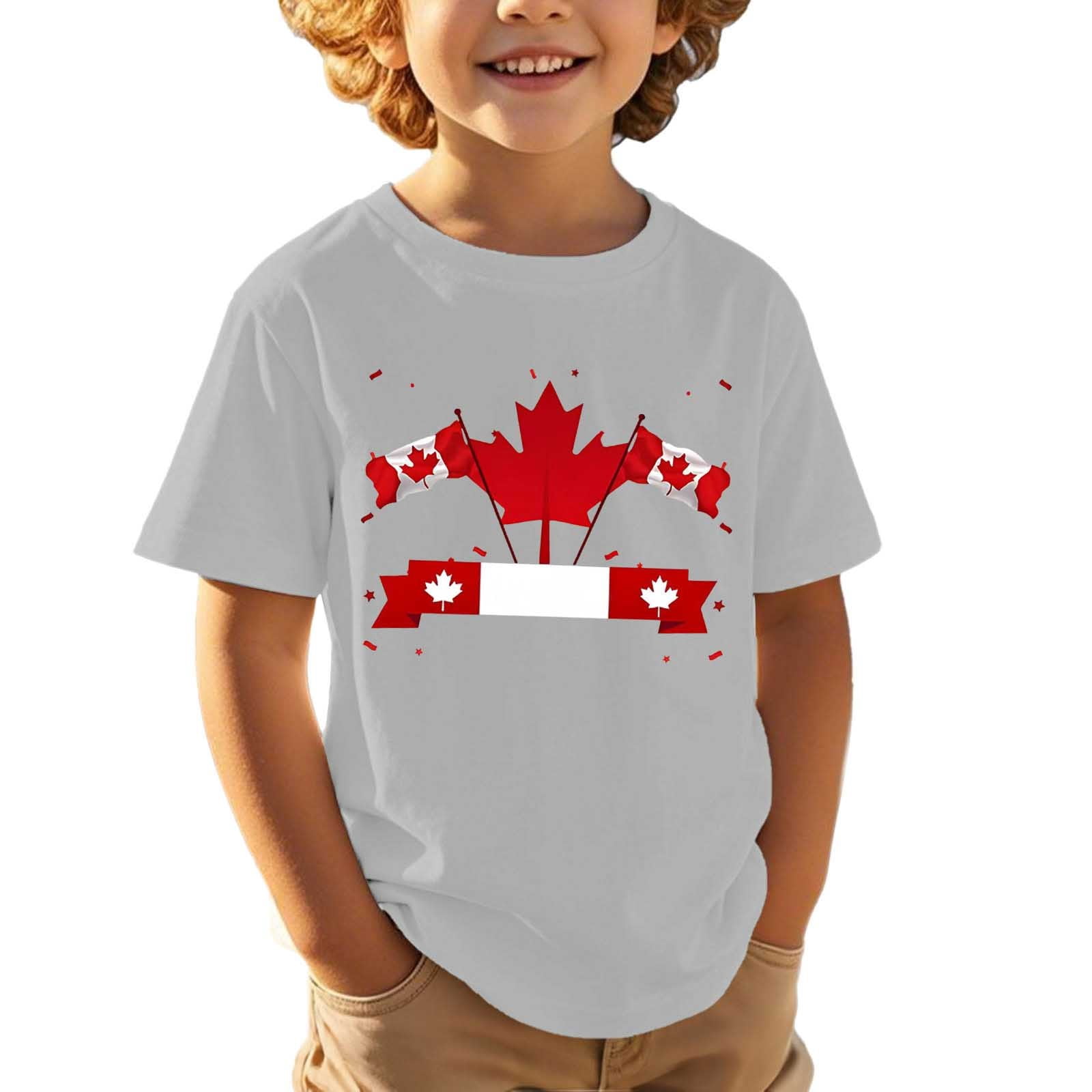 Boys Graphic T Shirt With Embroidered Maple Leaf Canadian Patriotic ...