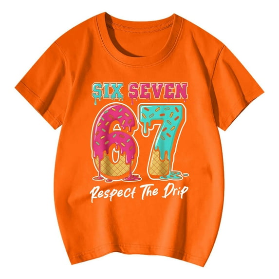 Boys Graphic T Shirts Short Sleeve Tees With Cool 67 Six Sevevn Letter ...