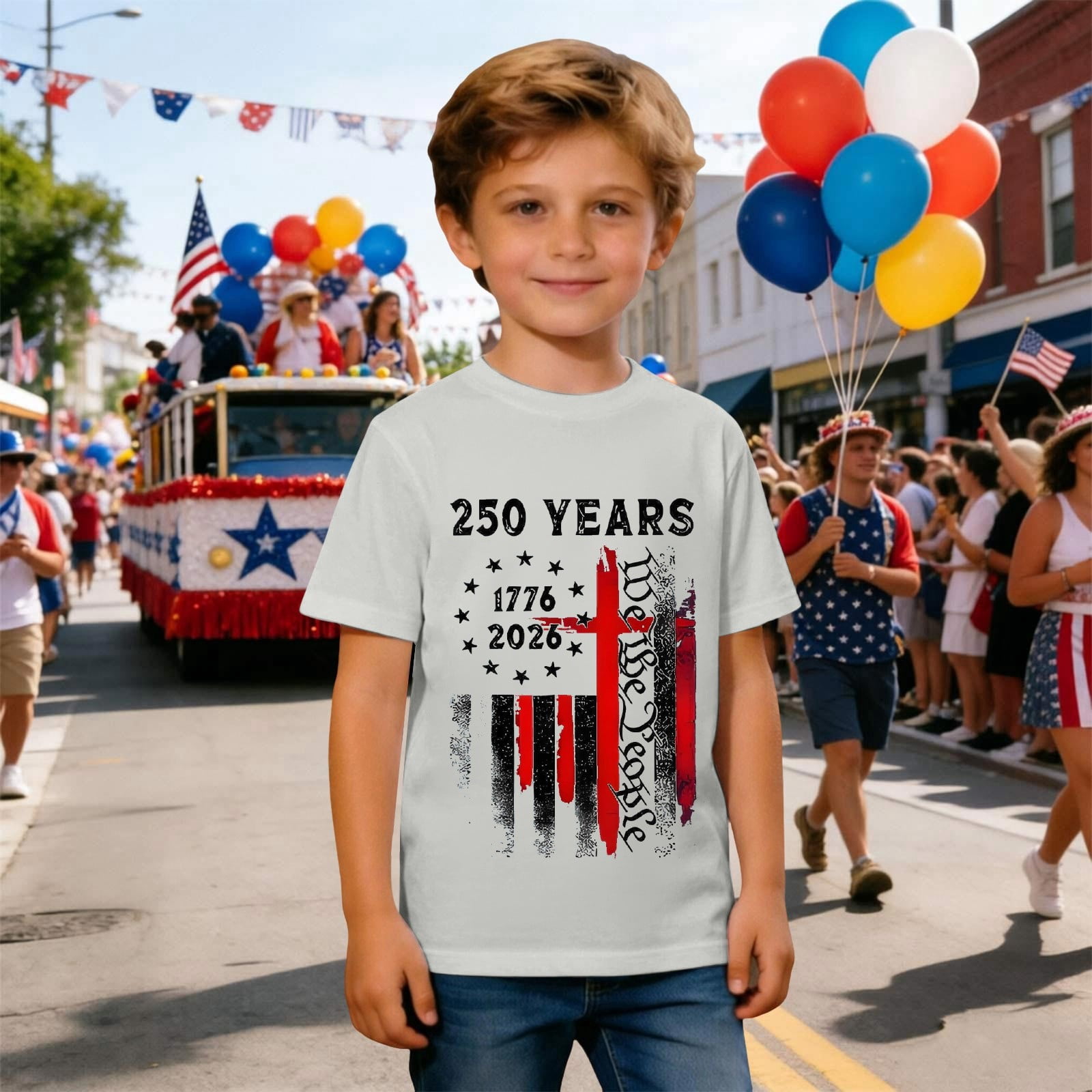 Boys Graphic Tees 250th Anniversary Patriotic Printed Casual Shirt ...