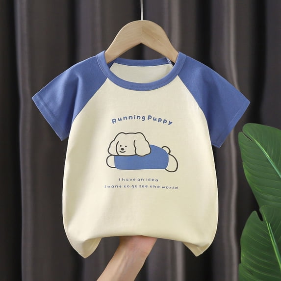 Boys Graphic Tees Cartoon Print Crew Neck Short Sleeve Tops for Spring ...