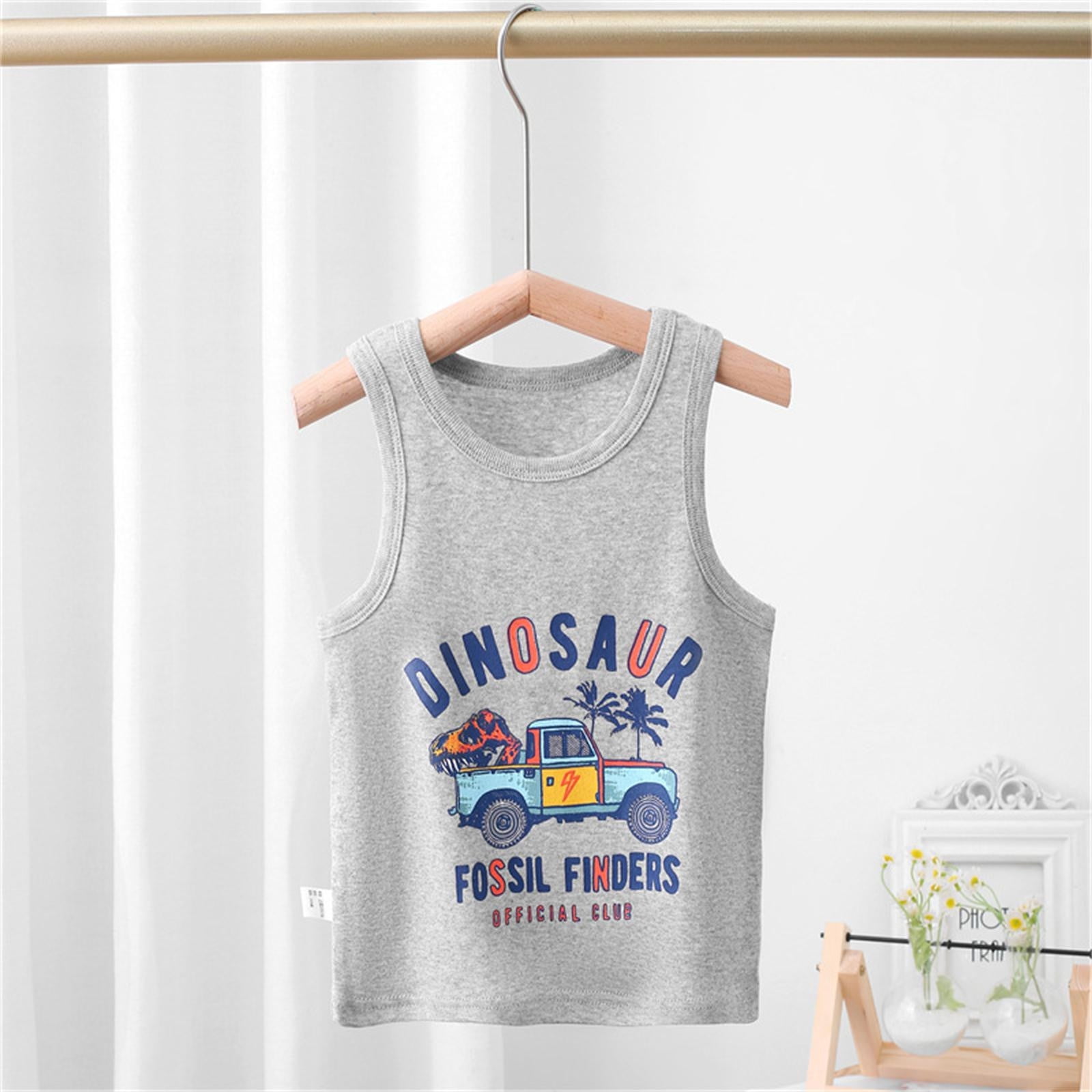 Boys Graphic Tees Crew Neck Letter Print Sleeveless Tank Top for Summer ...