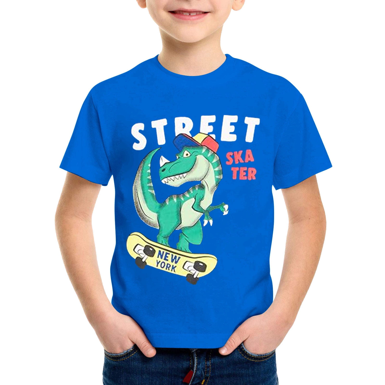 Boys Graphic Tees Dinosaur Print Short Sleeve Crew Neck Tops for ...