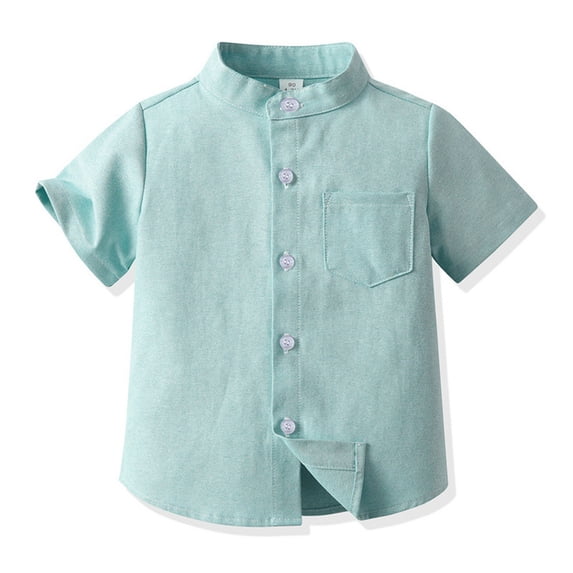 Boys Graphic Tees Lapel Solid Print Short Sleeve Button Down Shirt for ...