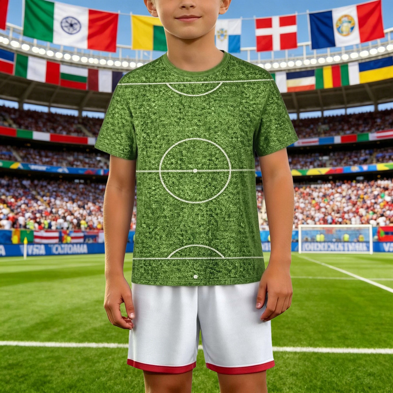 Boys Graphic Tees Loose Fit Football Graphic Print Short Sleeve Crew ...