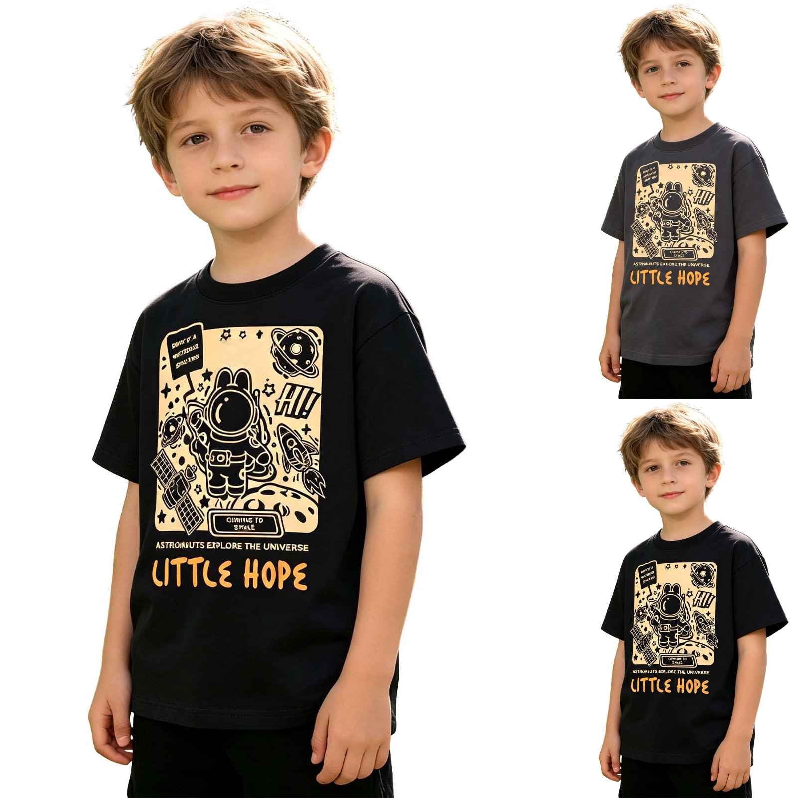 Boys Graphic Tees Loose Fit Short Sleeve Crew Neck Graphic Print Tops ...