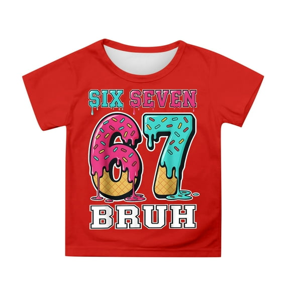 Boys Graphic Tees Short Sleeve Hip Hop 6 7 Number Print Casual Tops T ...