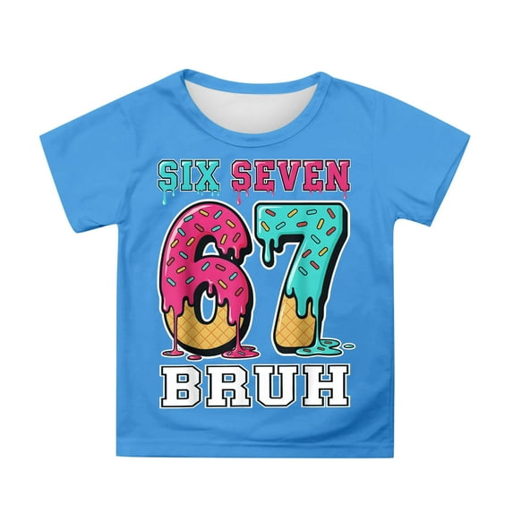 Boys Graphic Tees Short Sleeve Hip Hop 6 7 Number Print Casual Tops T ...