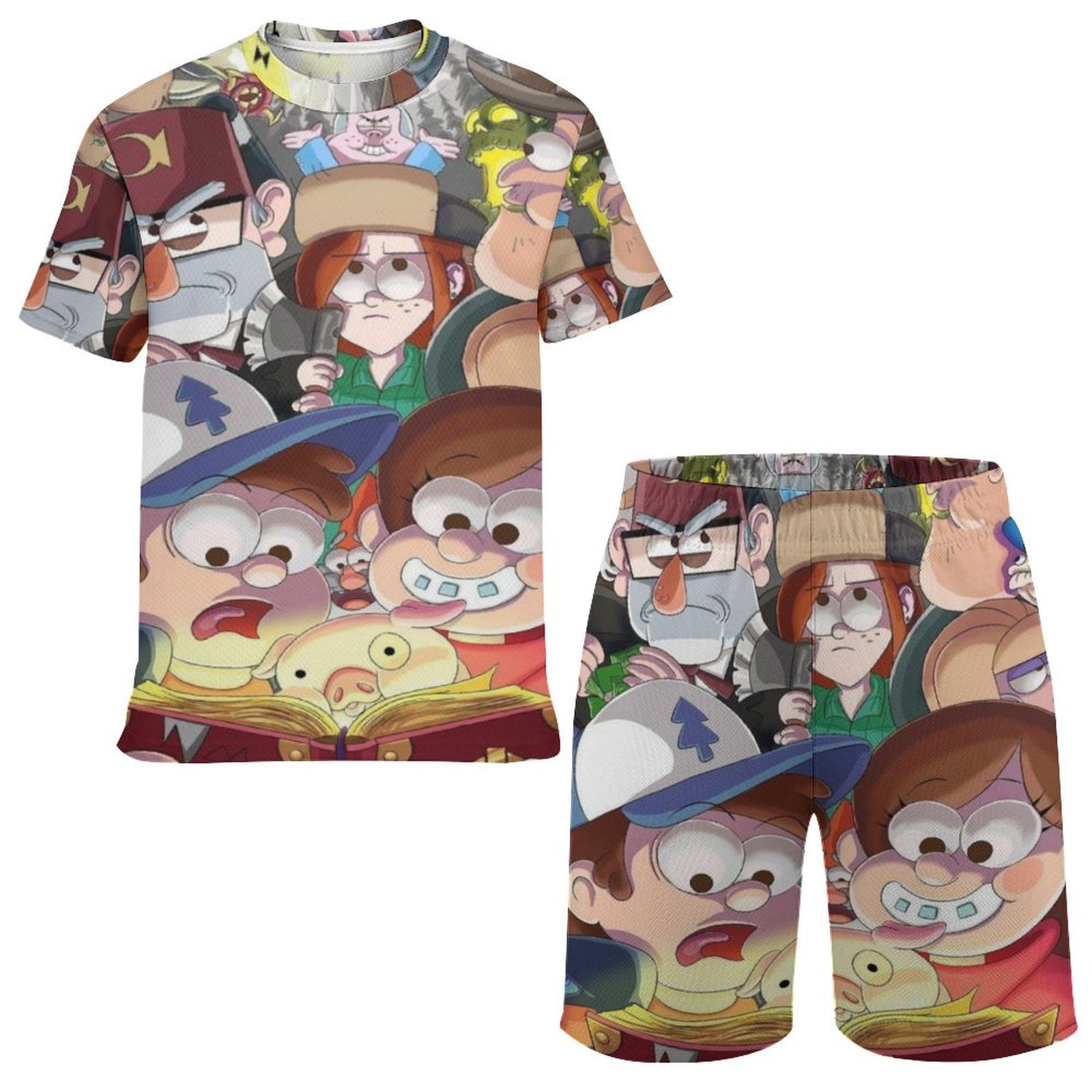 Boys Gravity Falls Short Sleeve Mesh T-Shirt And Shorts Outfit Set ...