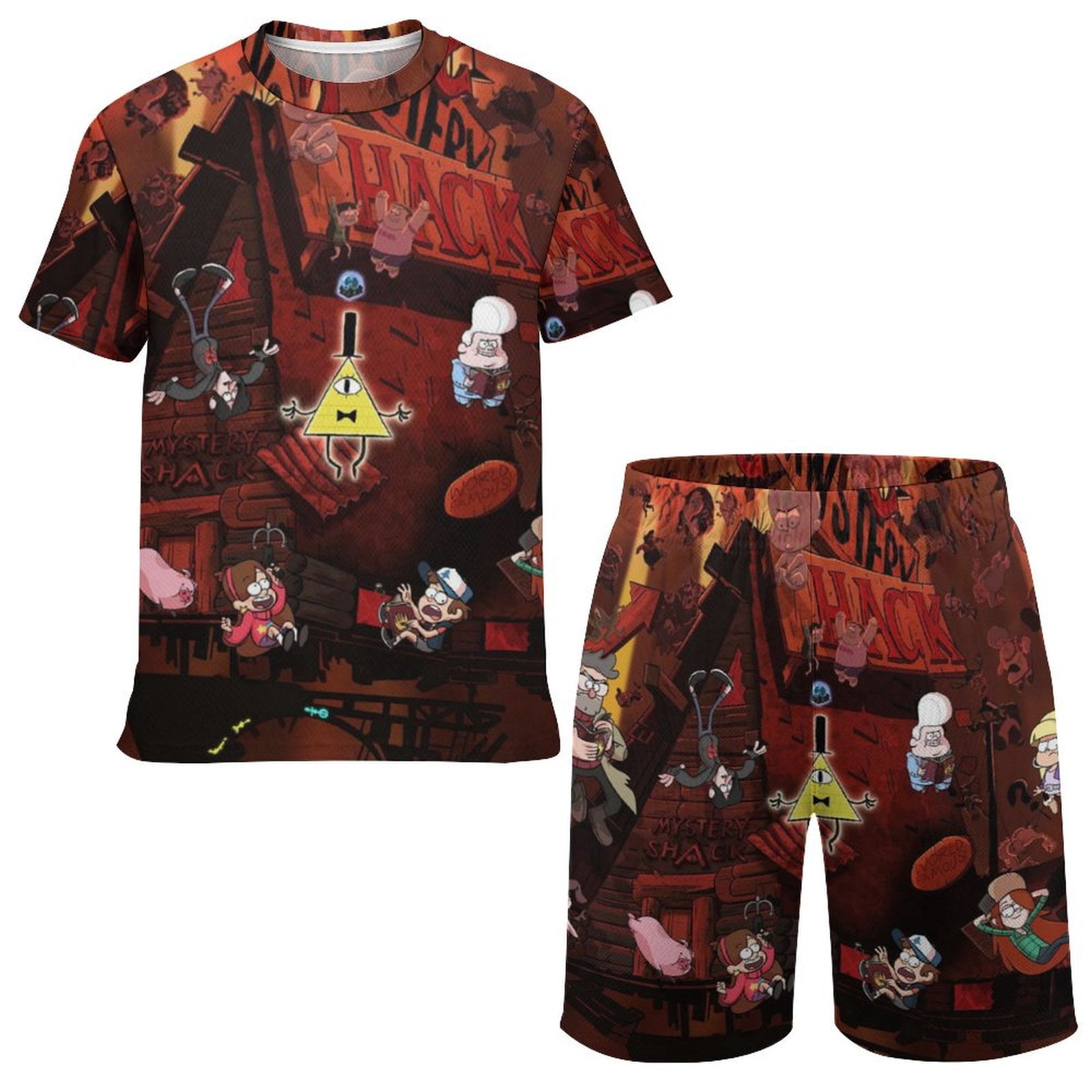 Boys Gravity Falls Short Sleeve Mesh T-Shirt And Shorts Outfit Set ...