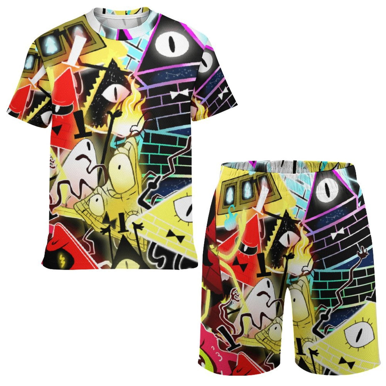 Boys Gravity Falls Short Sleeve Mesh T-Shirt And Shorts Outfit Set ...
