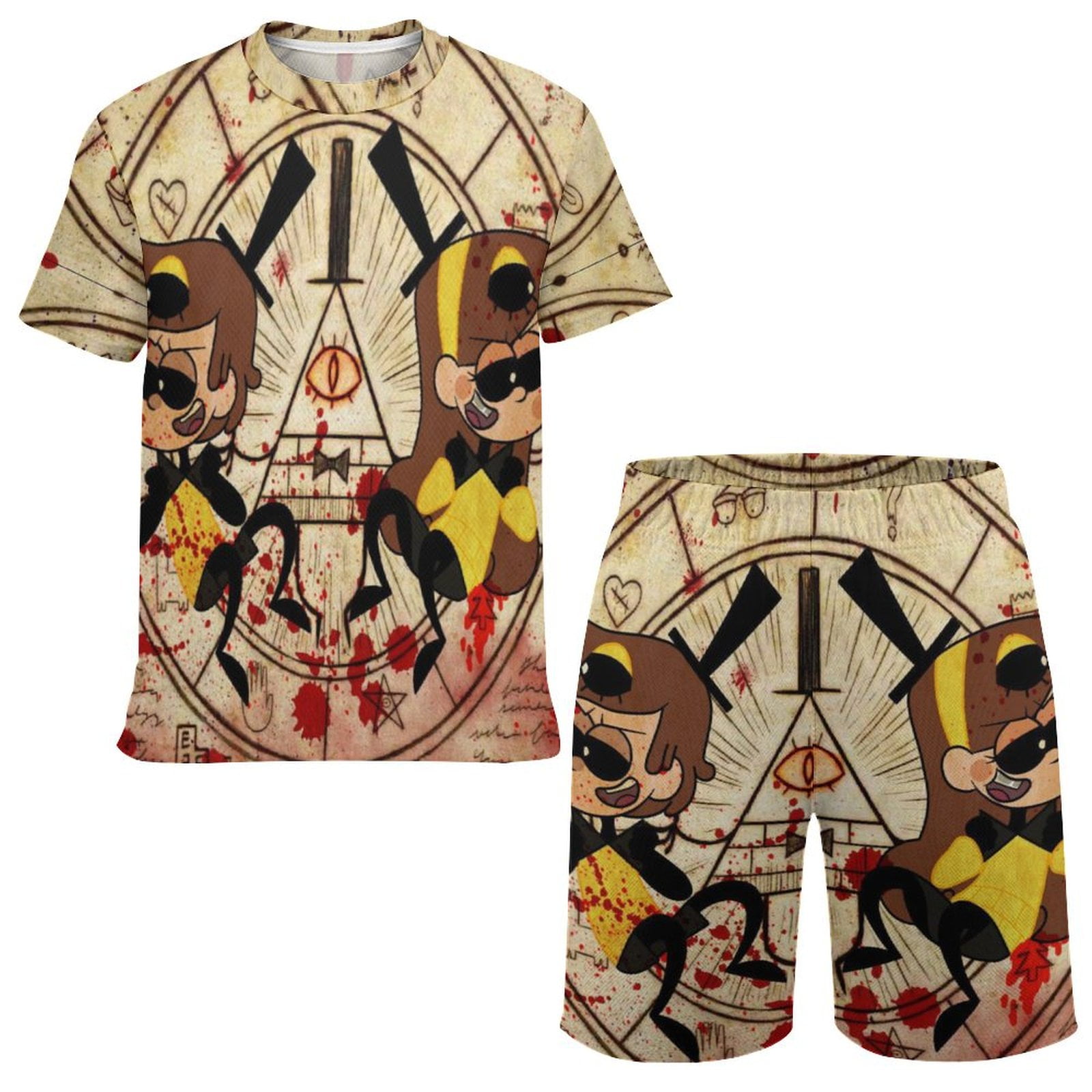 Boys Gravity Falls Short Sleeve Mesh T-Shirt And Shorts Outfit Set ...