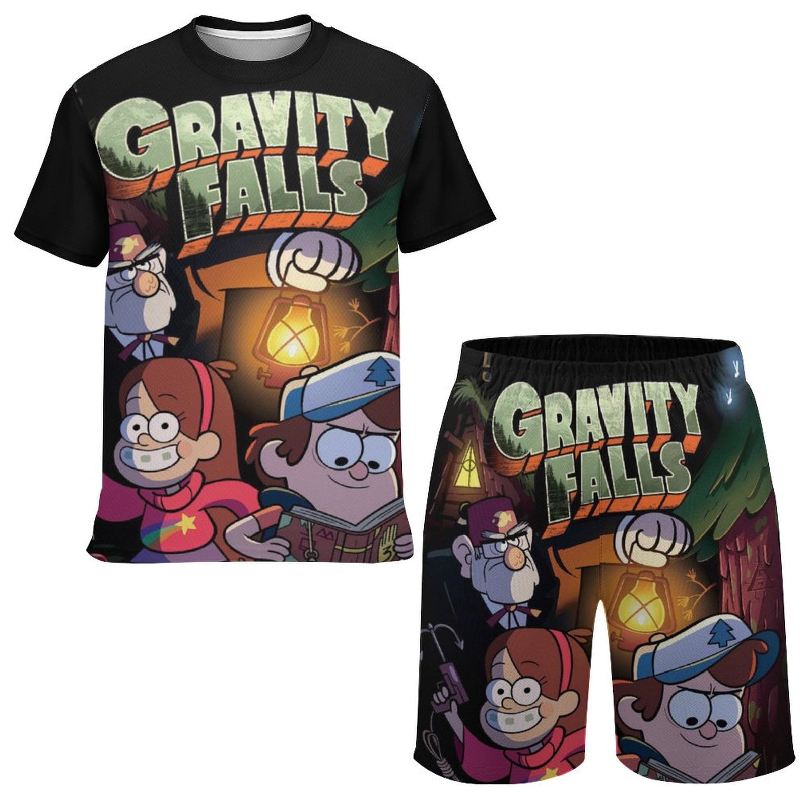 Boys Gravity Falls Short Sleeve Mesh T-Shirt And Shorts Outfit Set ...