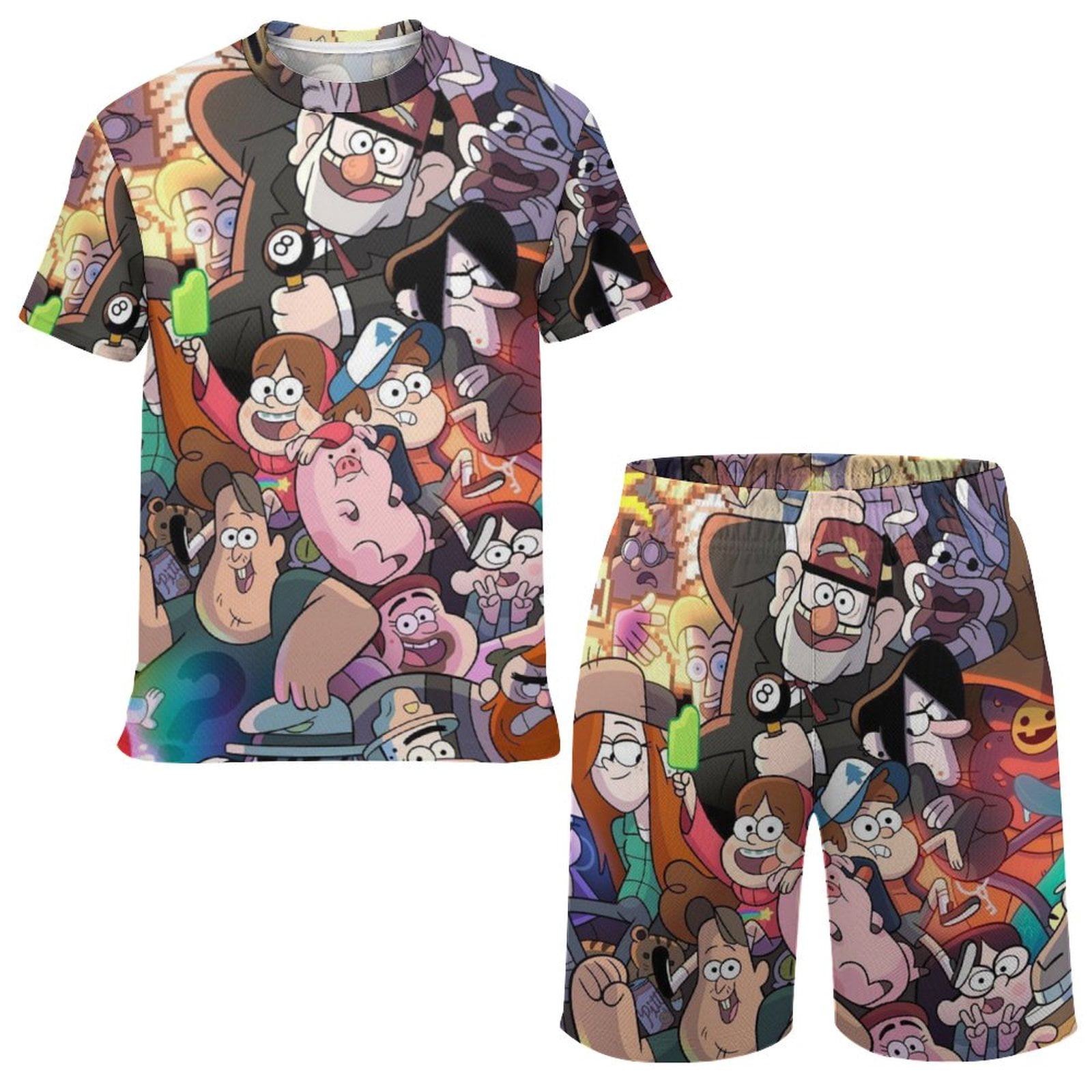 Boys Gravity Falls Short Sleeve Mesh T-Shirt And Shorts Outfit Set ...