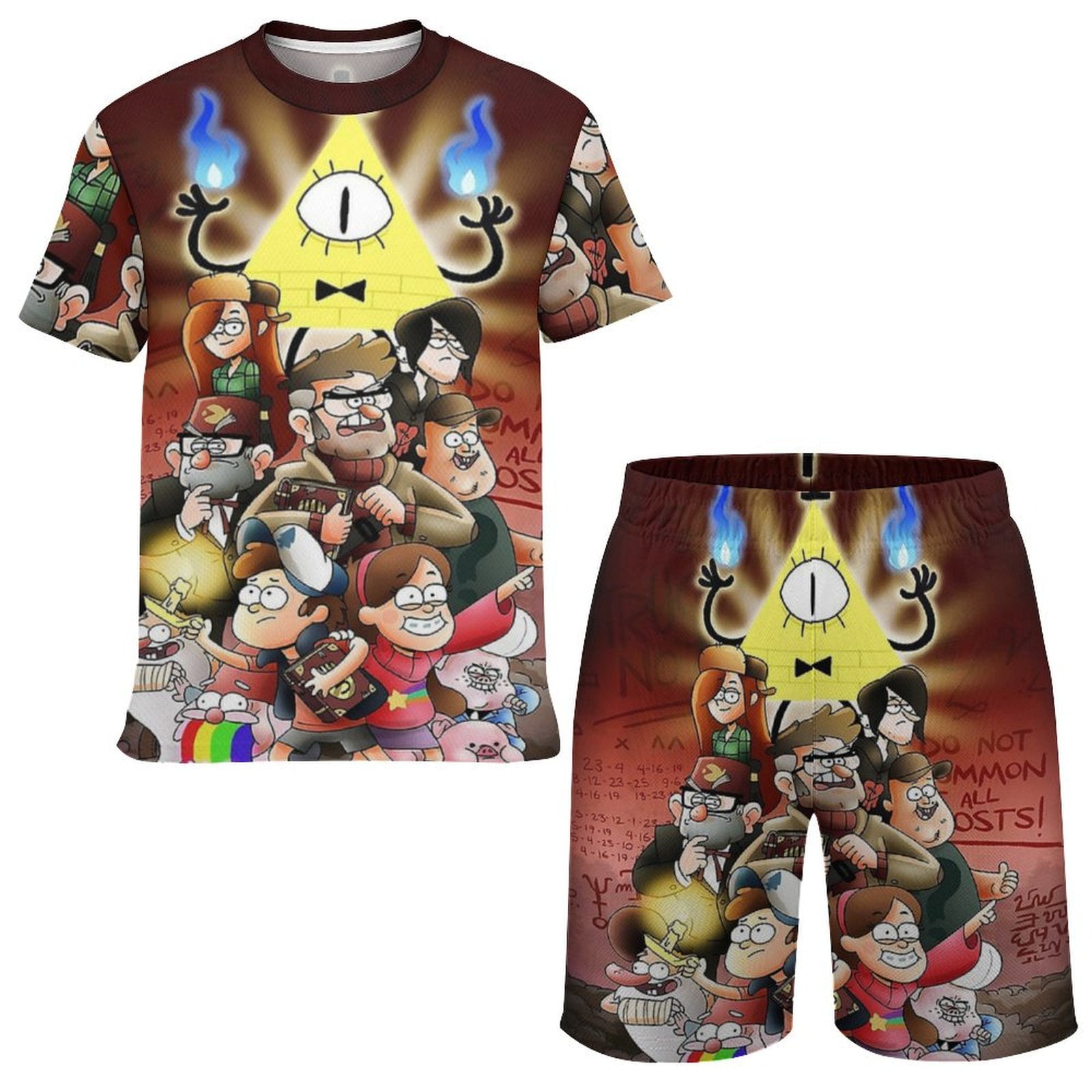 Boys Gravity Falls Short Sleeve Mesh T-Shirt And Shorts Outfit Set ...