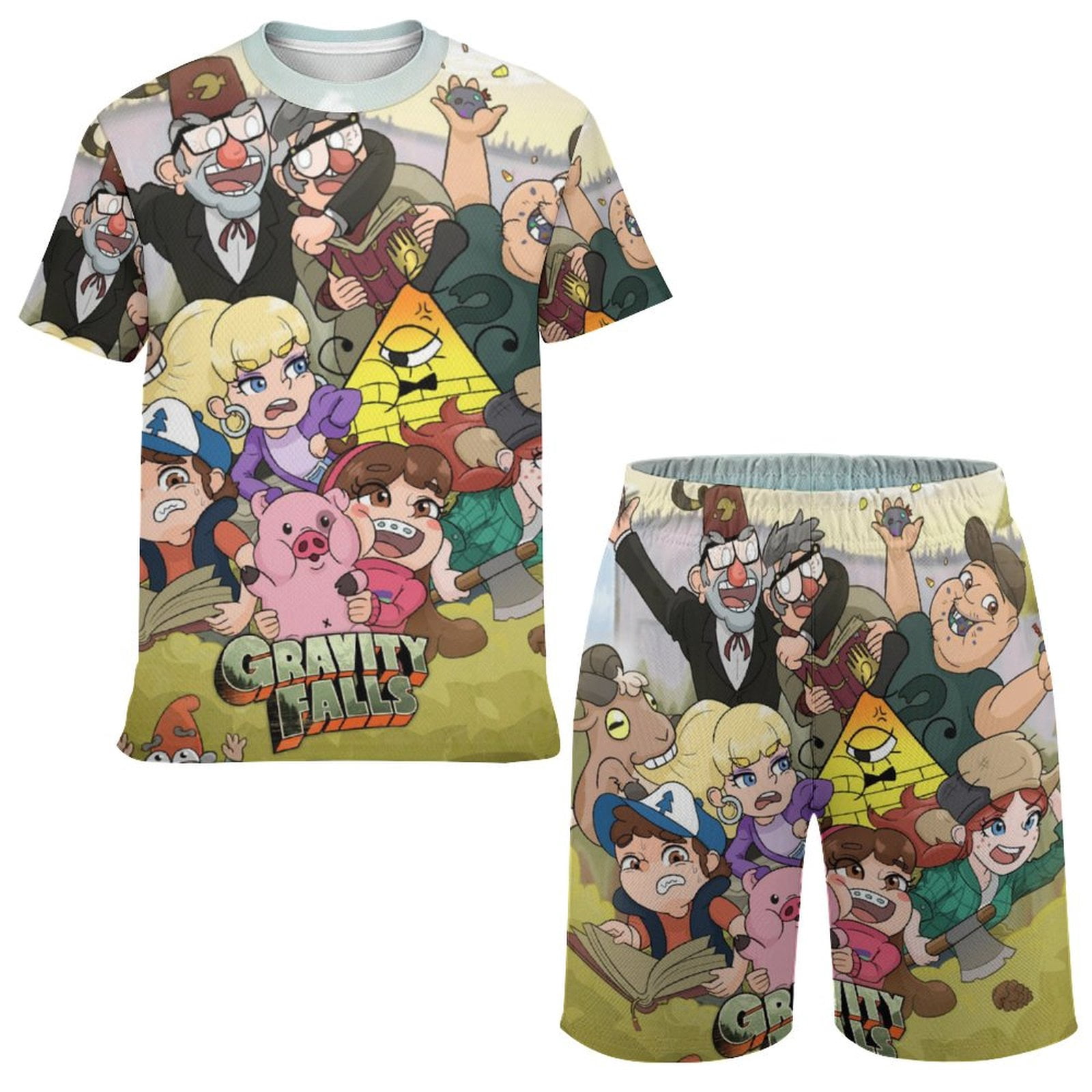 Boys Gravity Falls Short Sleeve Mesh T-Shirt And Shorts Outfit Set ...