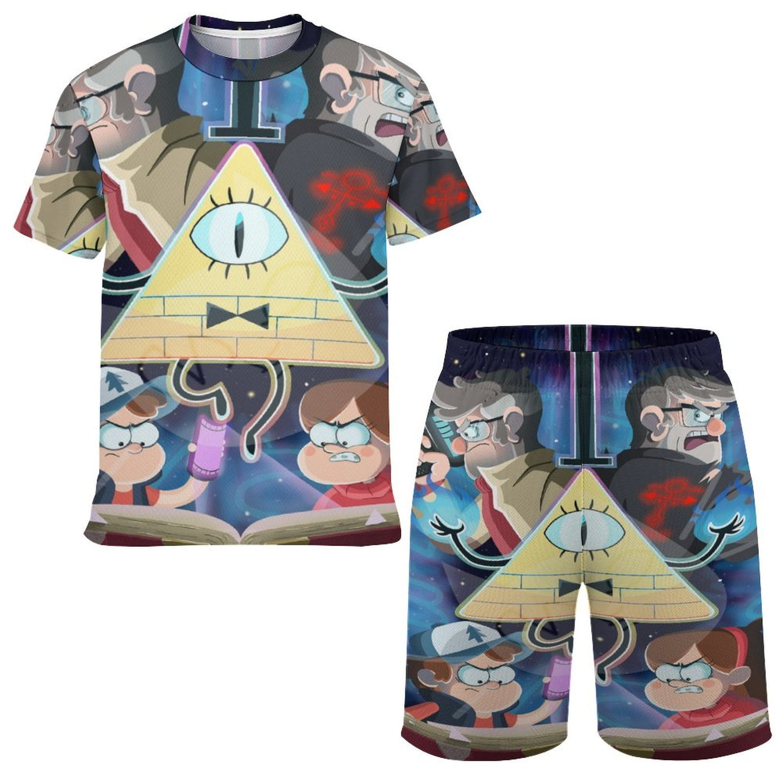 Boys Gravity Falls Short Sleeve Mesh T-Shirt And Shorts Outfit Set ...