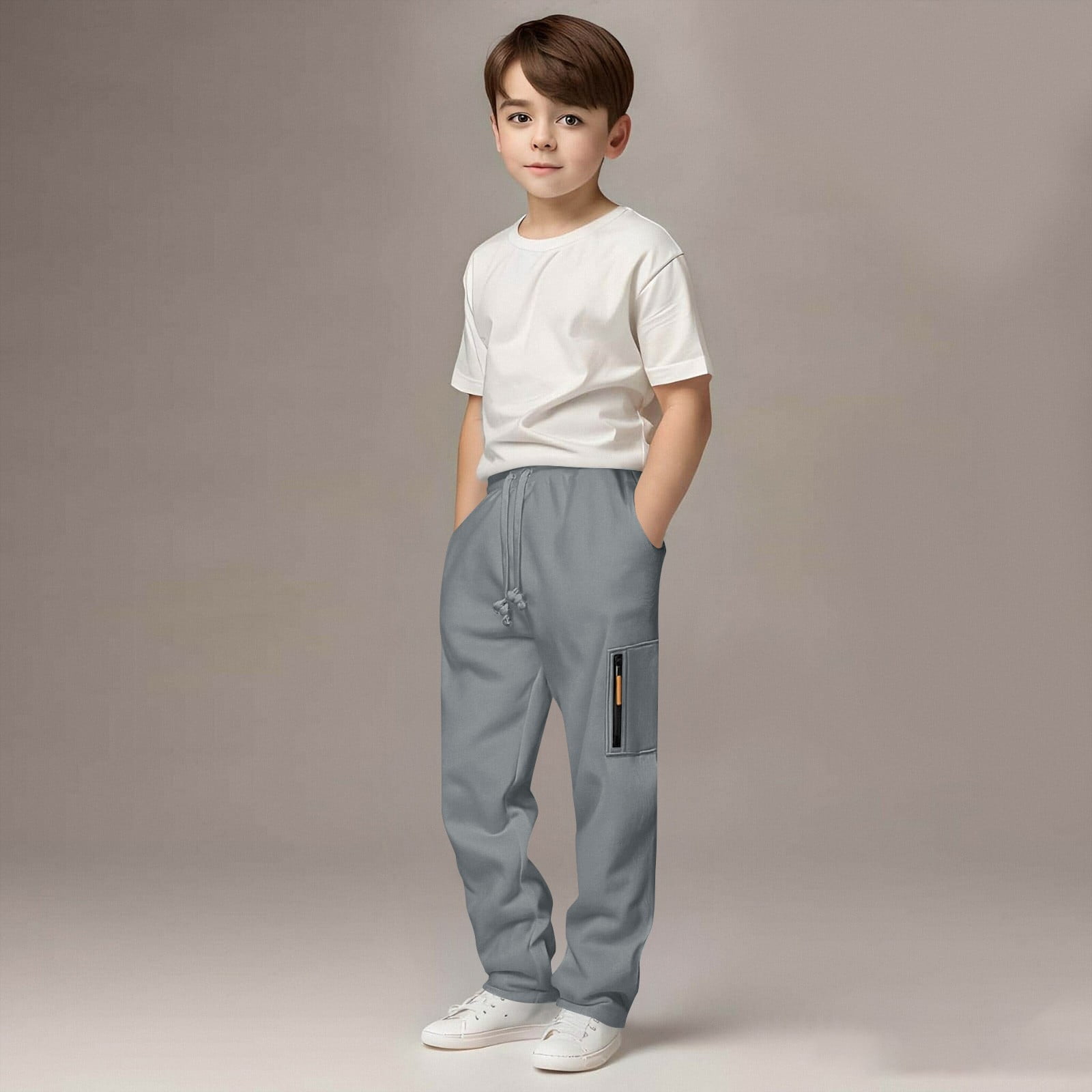 Boys Gray Joggers & Sweatpants 4-12 Years, Kids Athletic Casual Pants ...
