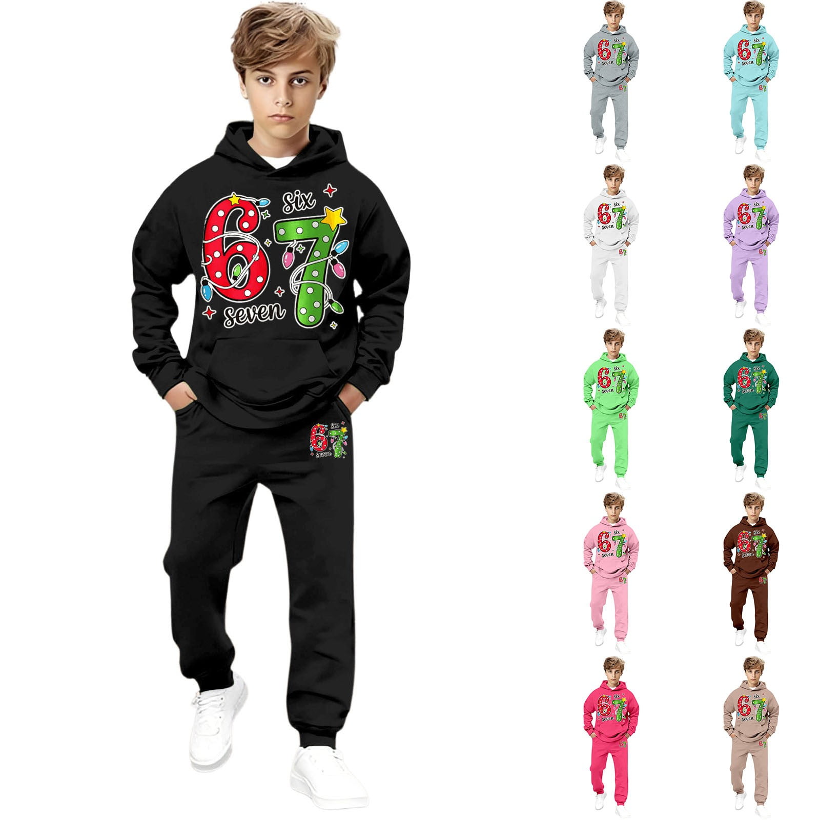 Boys Grils 67 Sweatsuits 2 Piece Cute Preppy Ice Cream Sweatshirt and ...