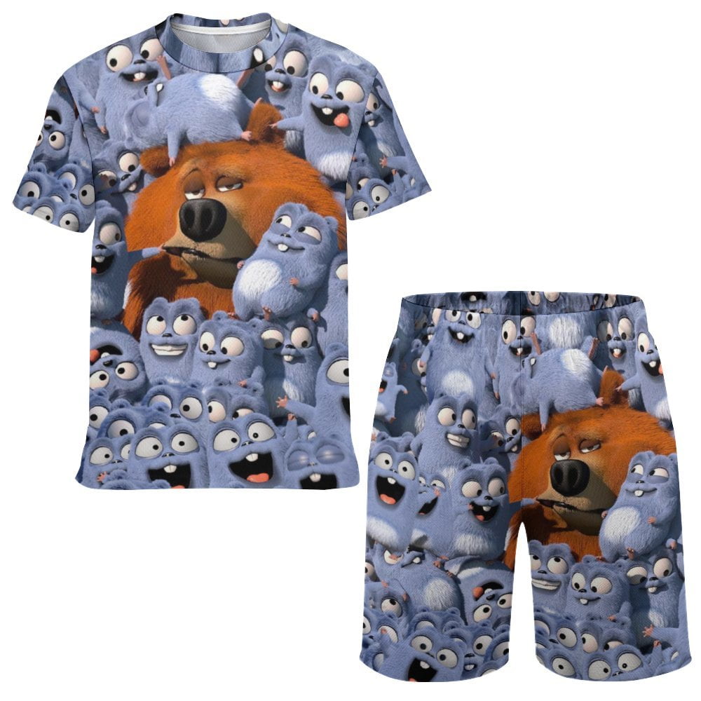 Boys Grizzy And The Lemmings Short Sleeve Mesh T-Shirt And Shorts ...