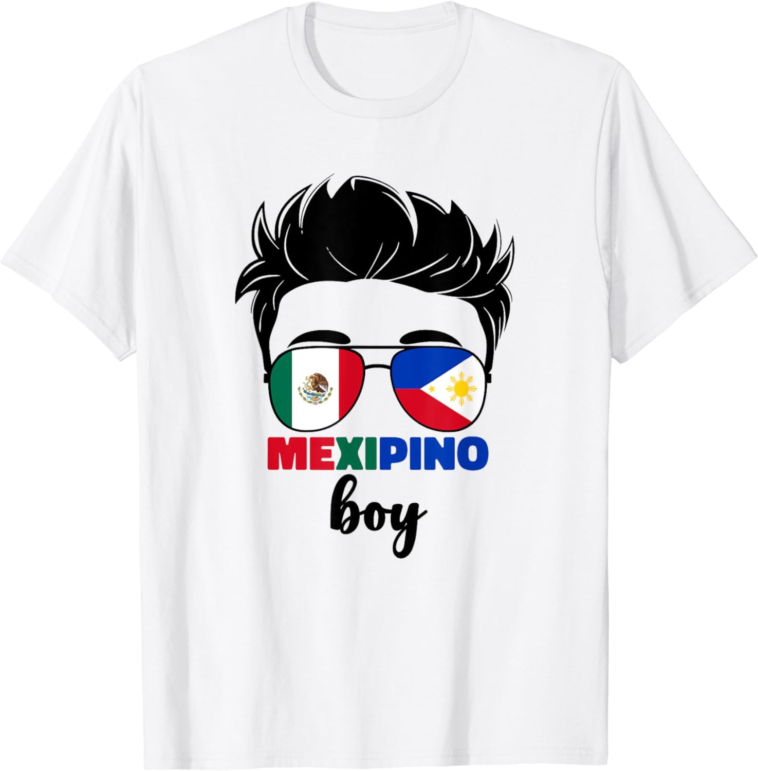 Boys Half Mexican And Filipino Mexico Flag Mexipino Boy Kids T-Shirt mens t shirt，white，women ...