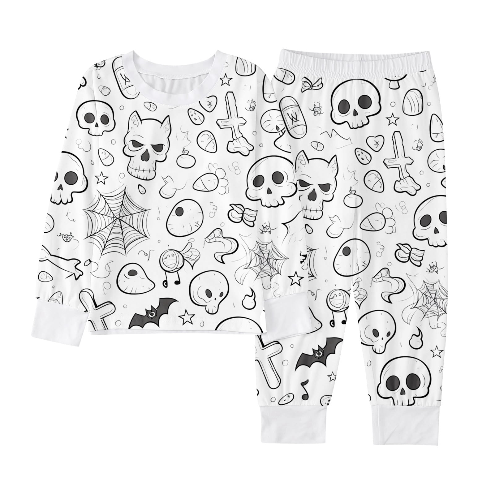 Boys Halloween DIY Print Long Sleeve Pajama Set Comfortable Sleepwear For Kids 2 To 10 Years ...