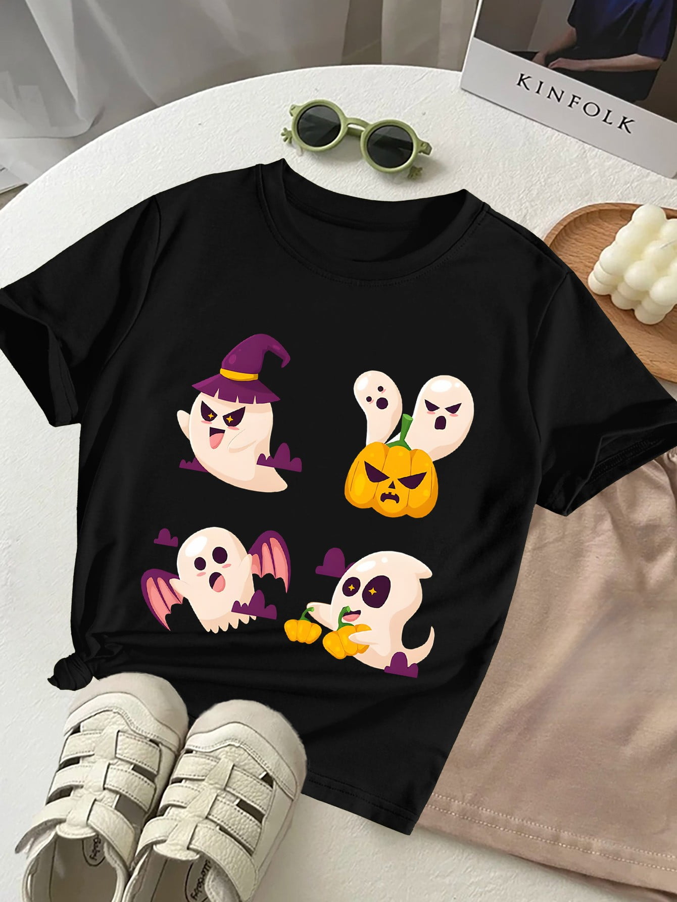 Boys' Halloween Graphic T-Shirt - Cute Spooky Ghosts & Bats Print with ...