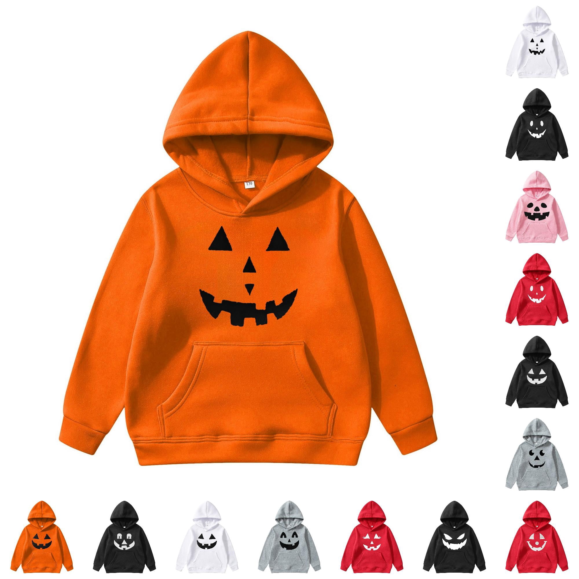 Boys Halloween Hoodie Pullover Long Sleeve Graphic Print Orange ...