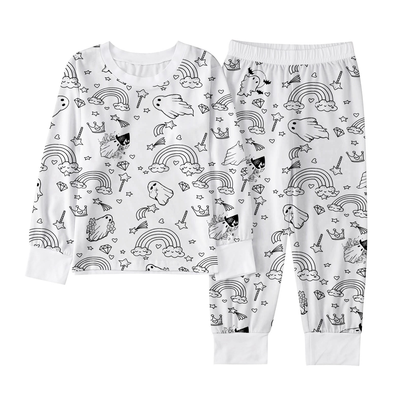 Boys Halloween Themed Pajama Set Long Sleeve Two Piece Sleepwear Outfit ...