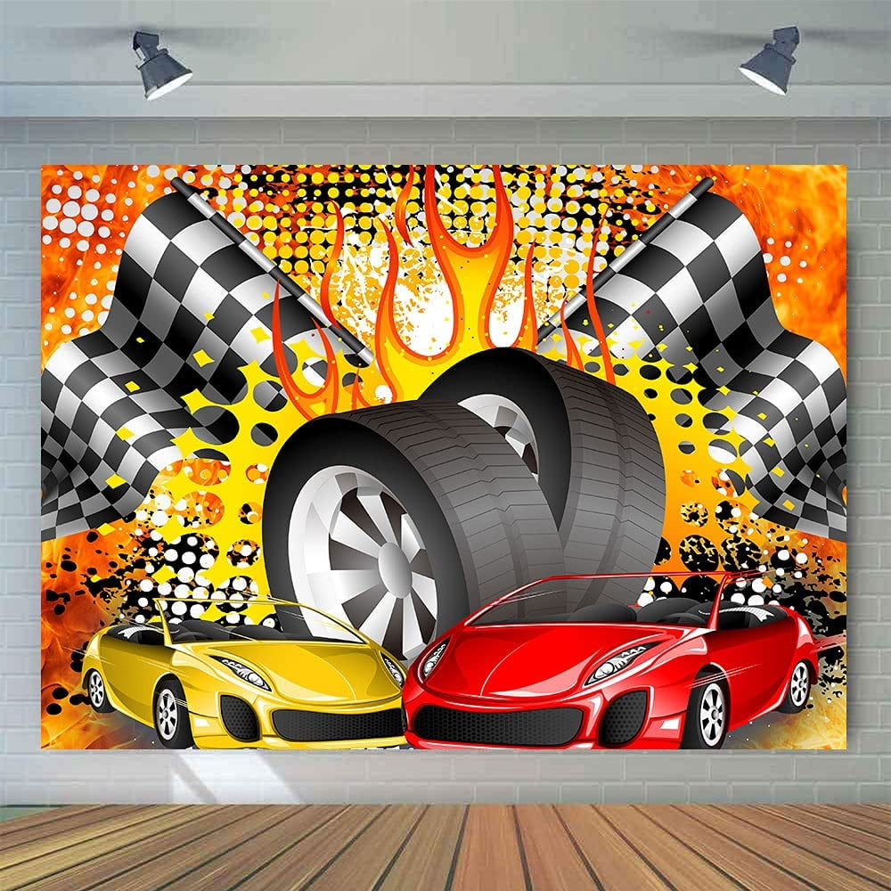 Boys Happy Birthday Backdrop Racing Car Theme Backdrop for Birthday ...