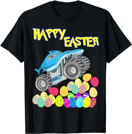 Boys Happy Easter Monster Truck Easter Eggs Toddler Tees T-Shirt ...