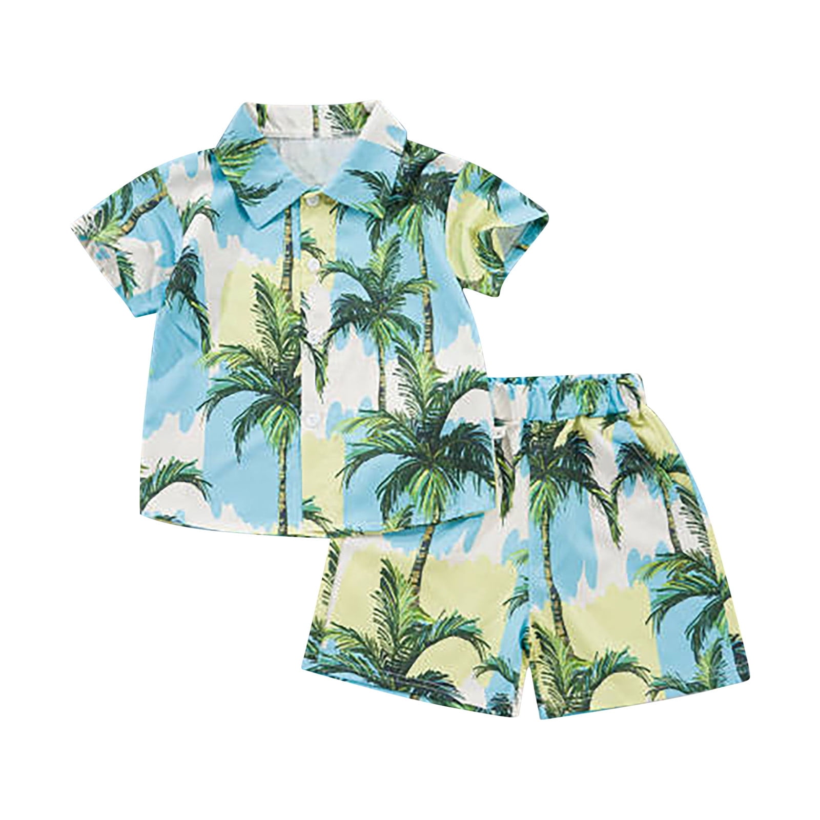 Boys Hawaii Outfit 2Pcs Set Summer Beach Button Down Shirt Top + Shorts ...