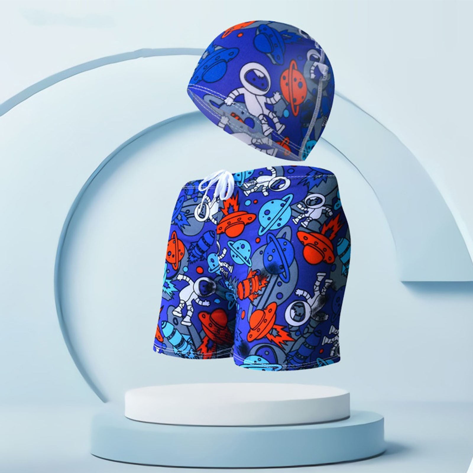 Boys' Hawaiian Style Swim Trunks With Astronaut Print Blue - - Walmart.com