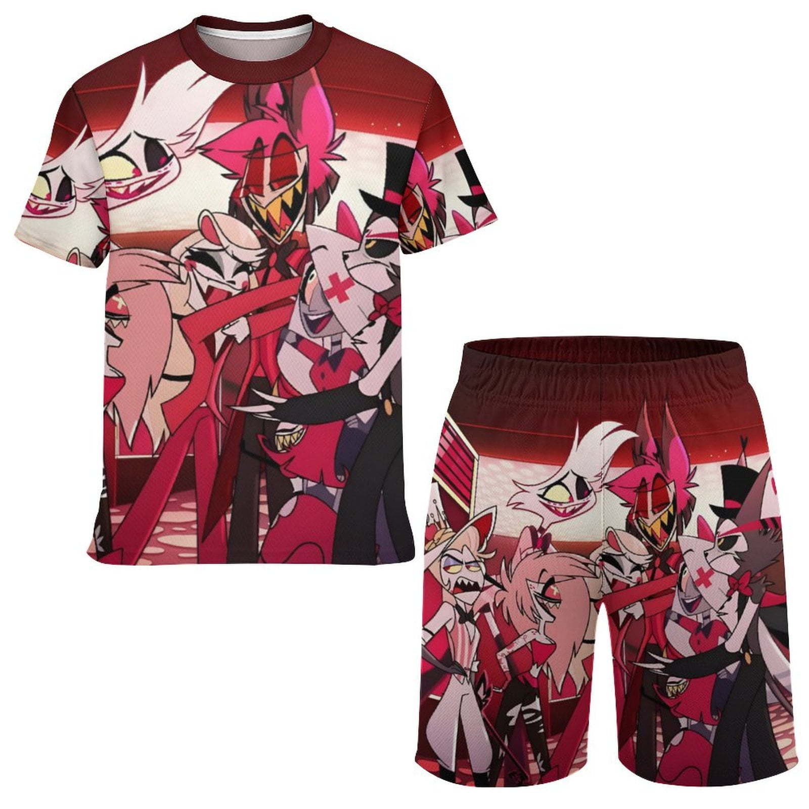 Boys Hazbin Hotel Short Sleeve Mesh T-Shirt And Shorts Outfit Set ...