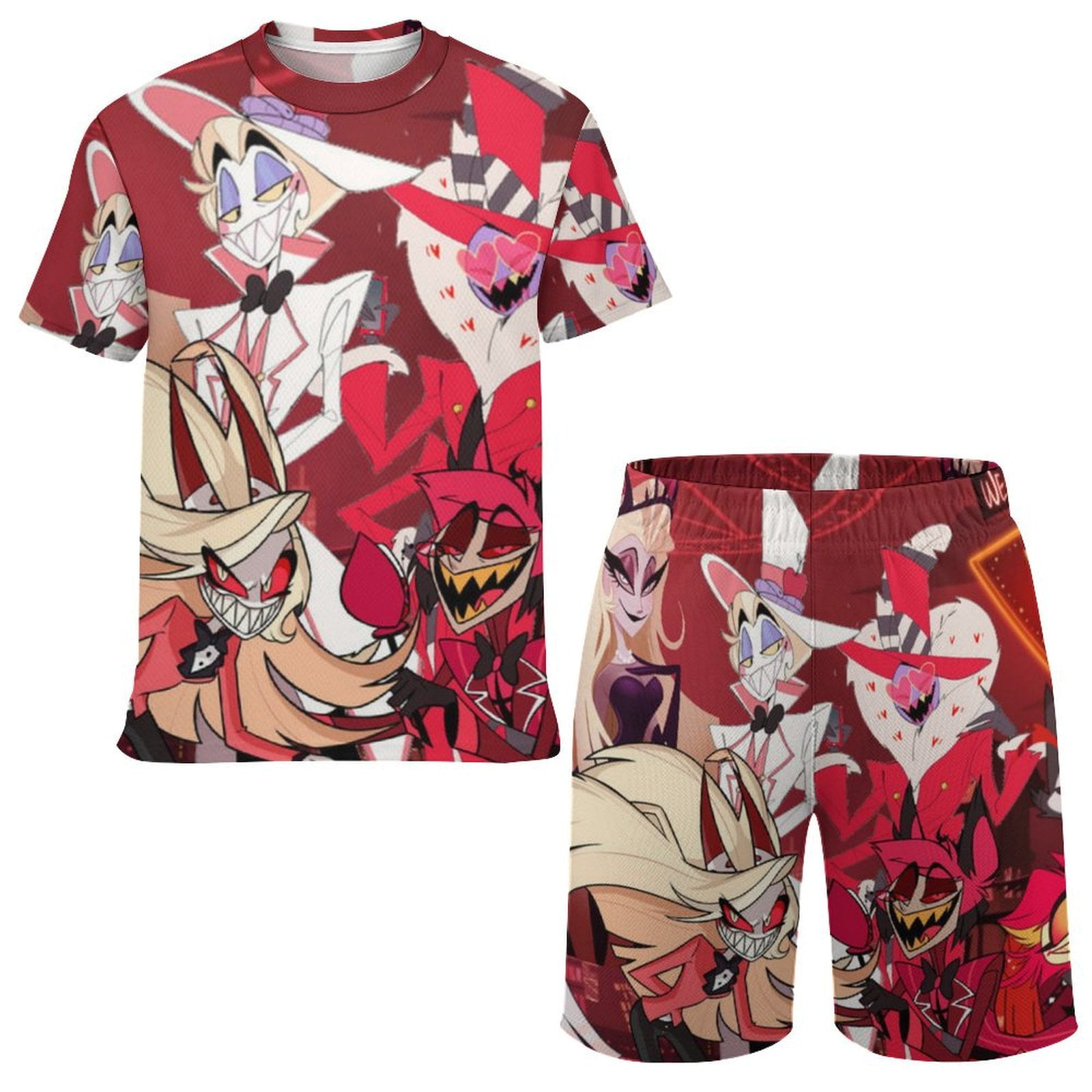 Boys Hazbin Hotel Short Sleeve Mesh T-Shirt And Shorts Outfit Set ...