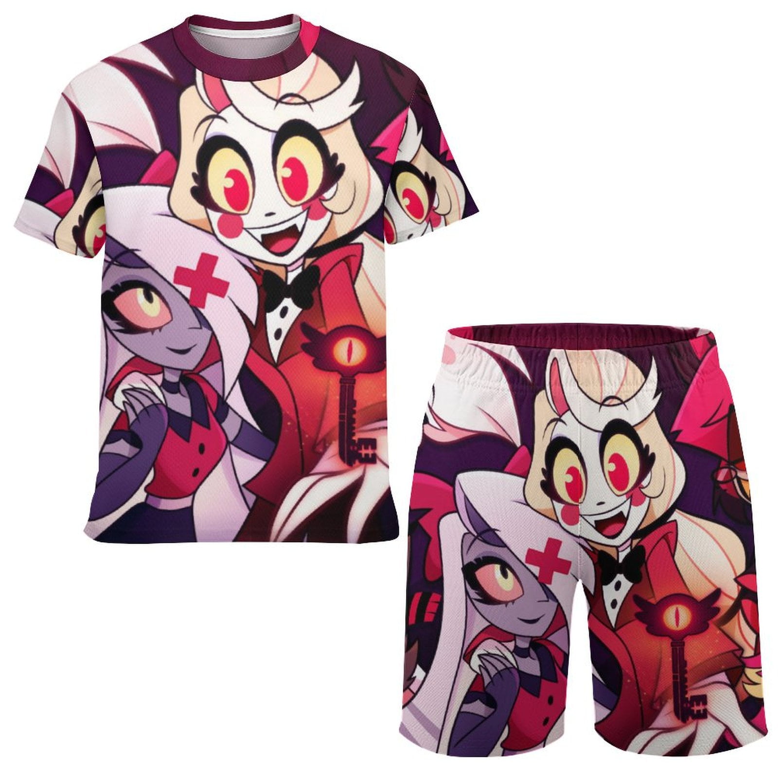 Boys Hazbin Hotel Short Sleeve Mesh T-Shirt And Shorts Outfit Set ...