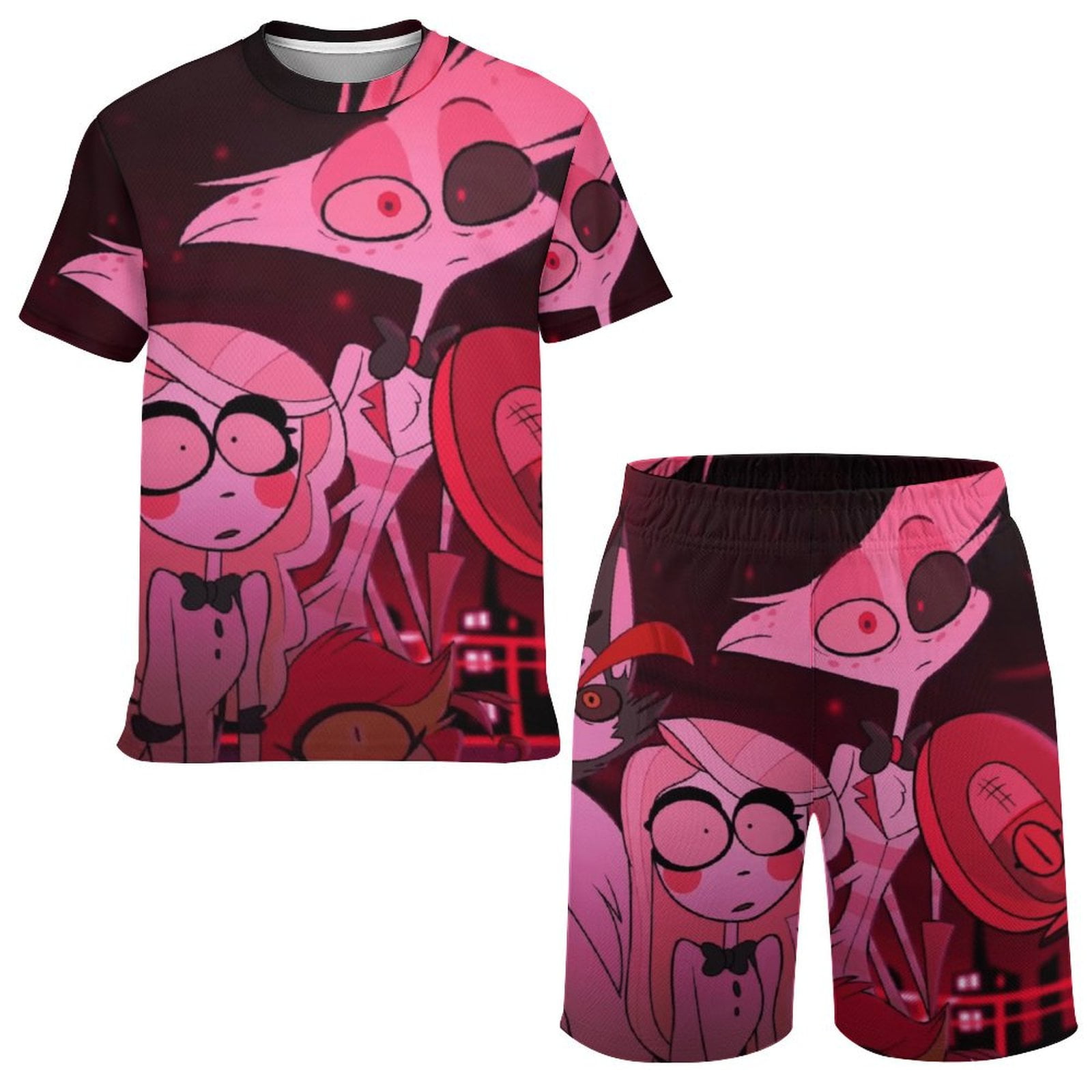 Boys Hazbin Hotel Short Sleeve Mesh T-Shirt And Shorts Outfit Set ...