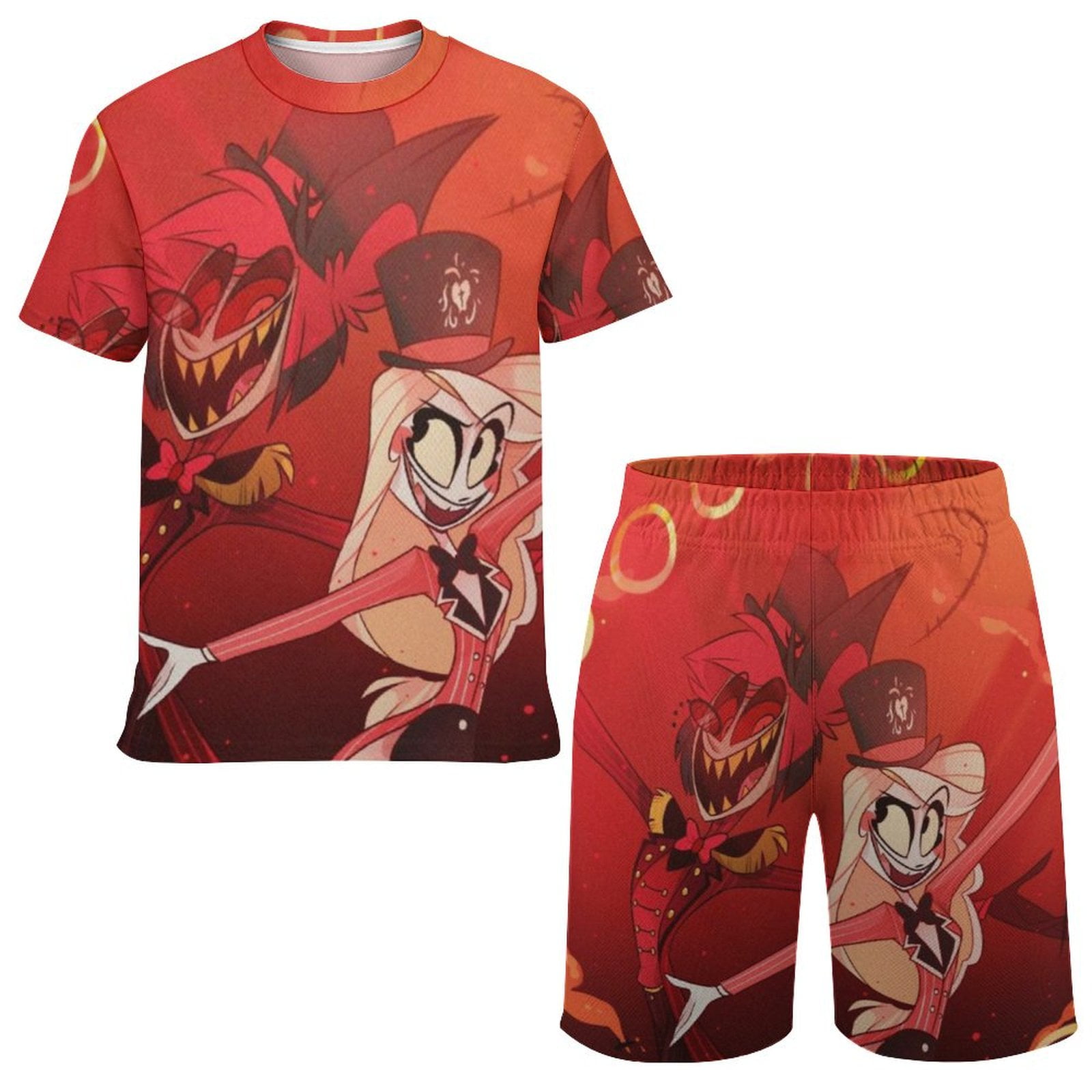 Boys Hazbin Hotel Short Sleeve Mesh T-Shirt And Shorts Outfit Set ...