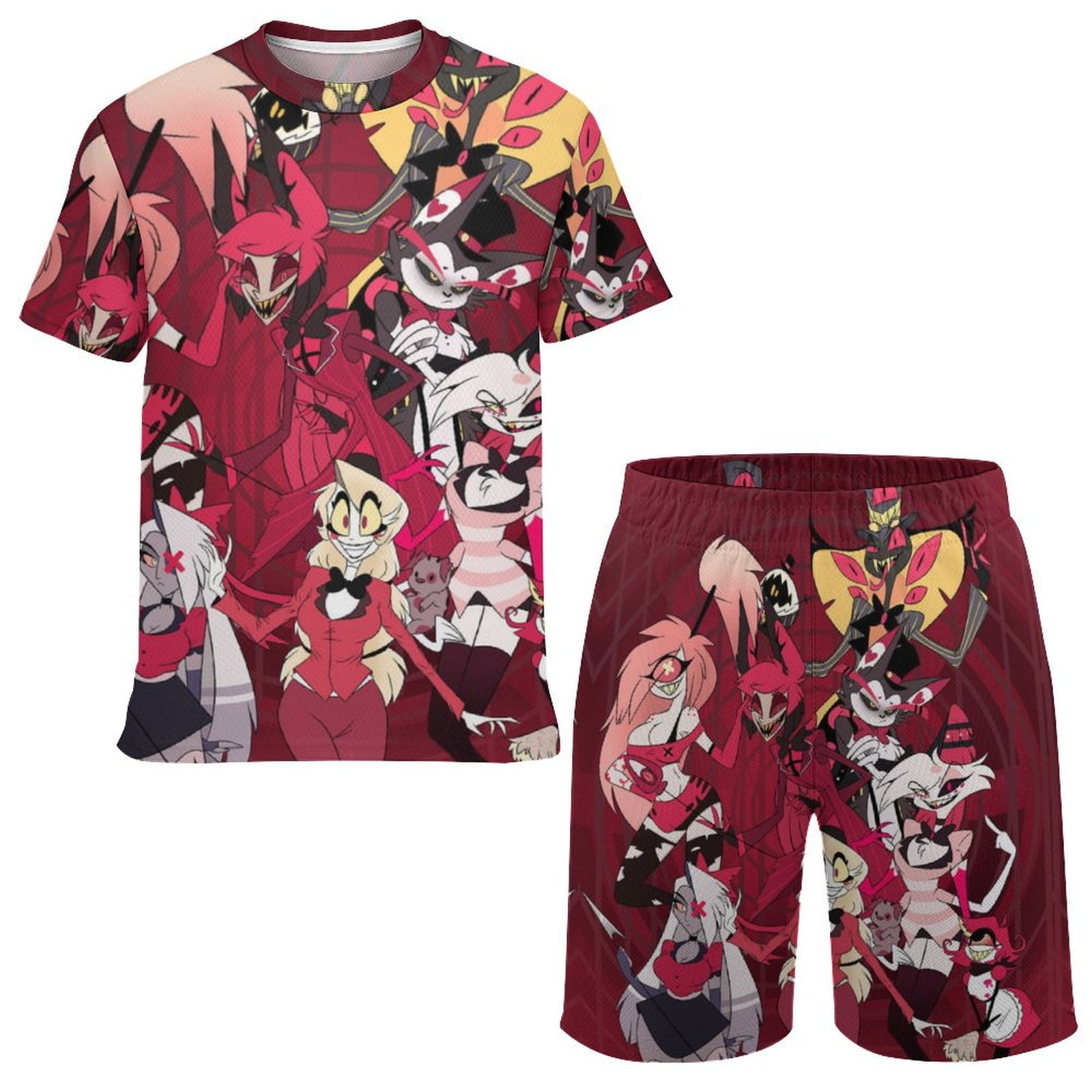 Boys Hazbin Hotel Short Sleeve Mesh T-Shirt And Shorts Outfit Set ...