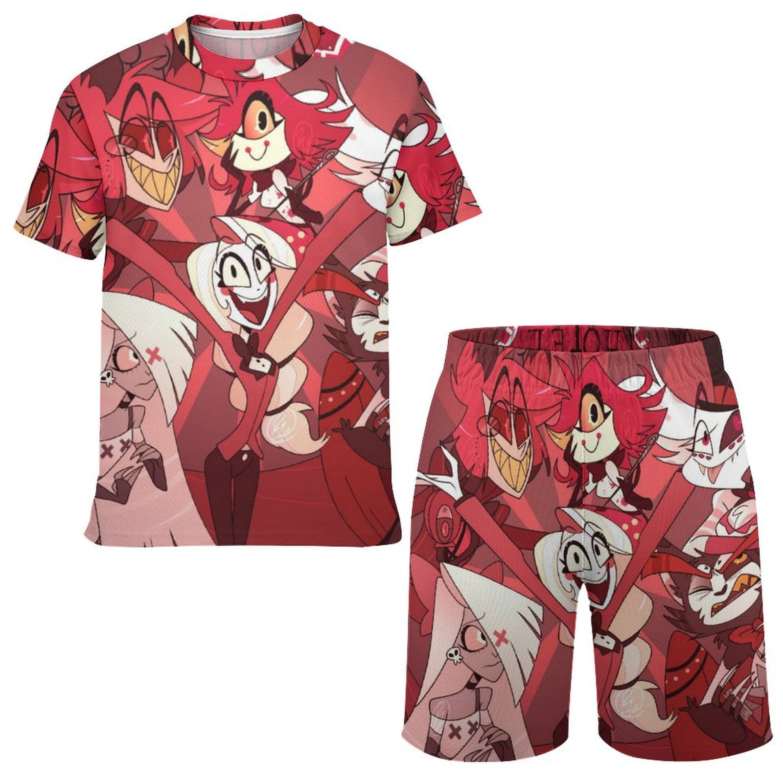 Boys Hazbin Hotel Short Sleeve Mesh T-Shirt And Shorts Outfit Set ...