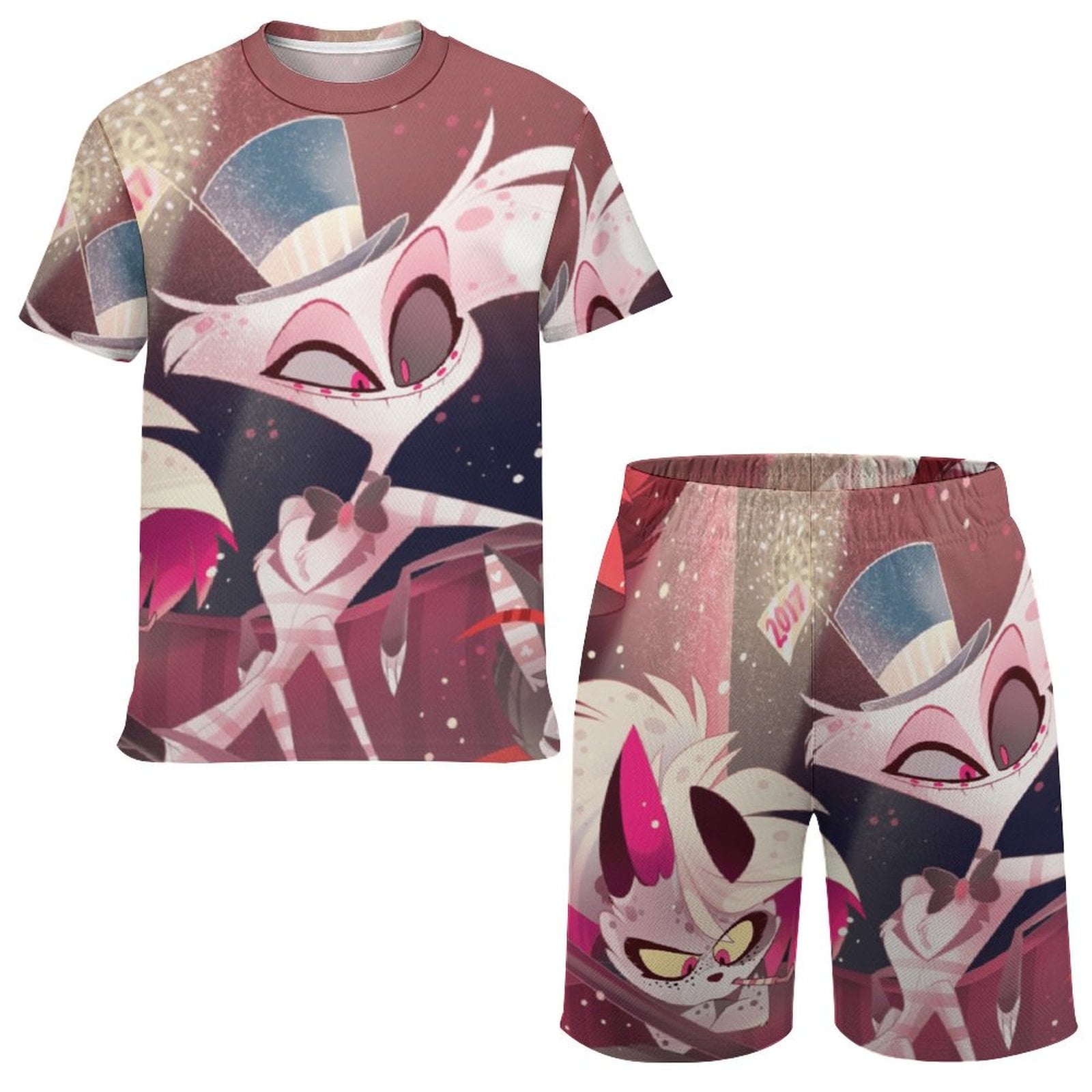 Boys Hazbin Hotel Short Sleeve Mesh T-Shirt And Shorts Outfit Set ...