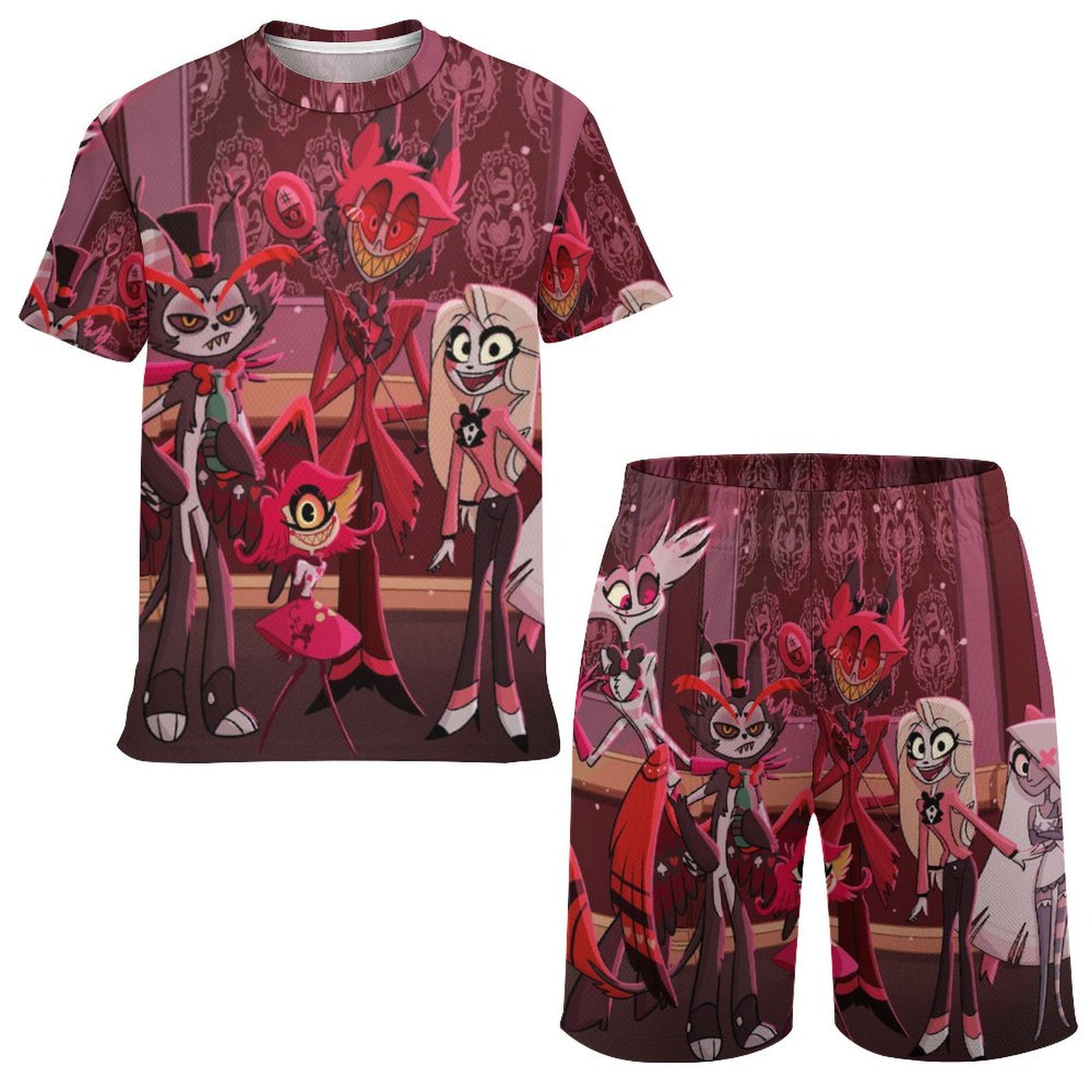 Boys Hazbin Hotel Short Sleeve Mesh T-Shirt And Shorts Outfit Set ...