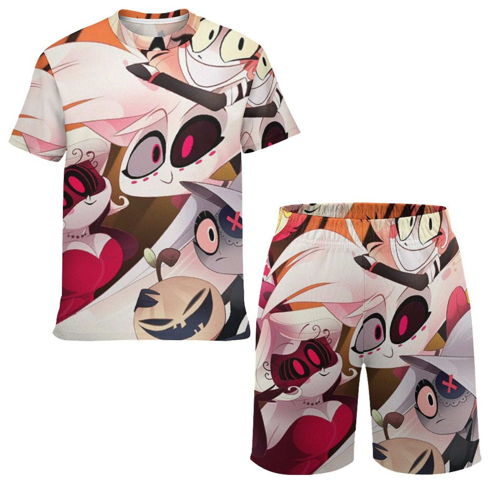 Boys Hazbin Hotel Short Sleeve Mesh T-Shirt And Shorts Outfit Set ...