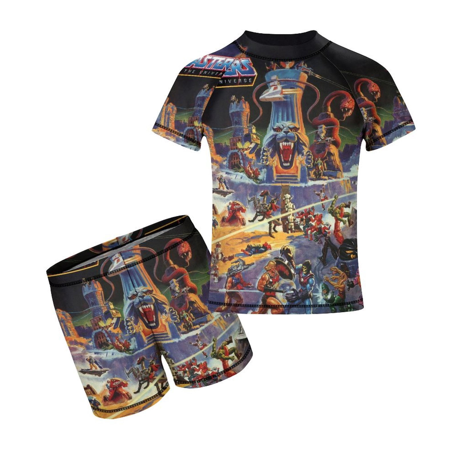 Boys He Man Mas-ters Universe Rash Guard Set 2 Piece Swimsuits Short ...