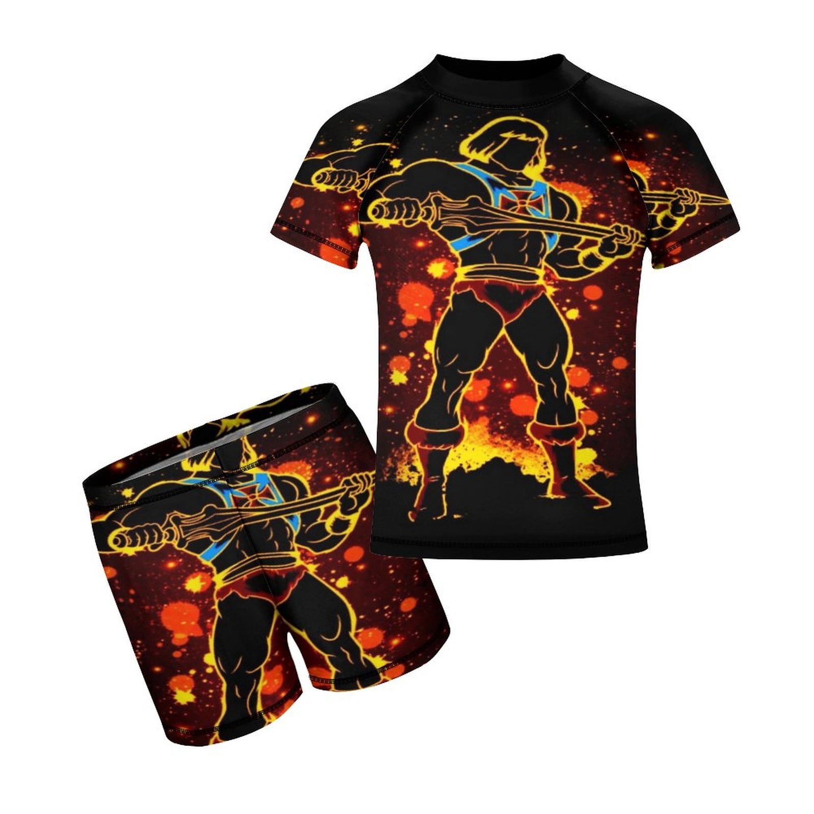Boys He Man Mas-ters Universe Rash Guard Set 2 Piece Swimsuits Short ...