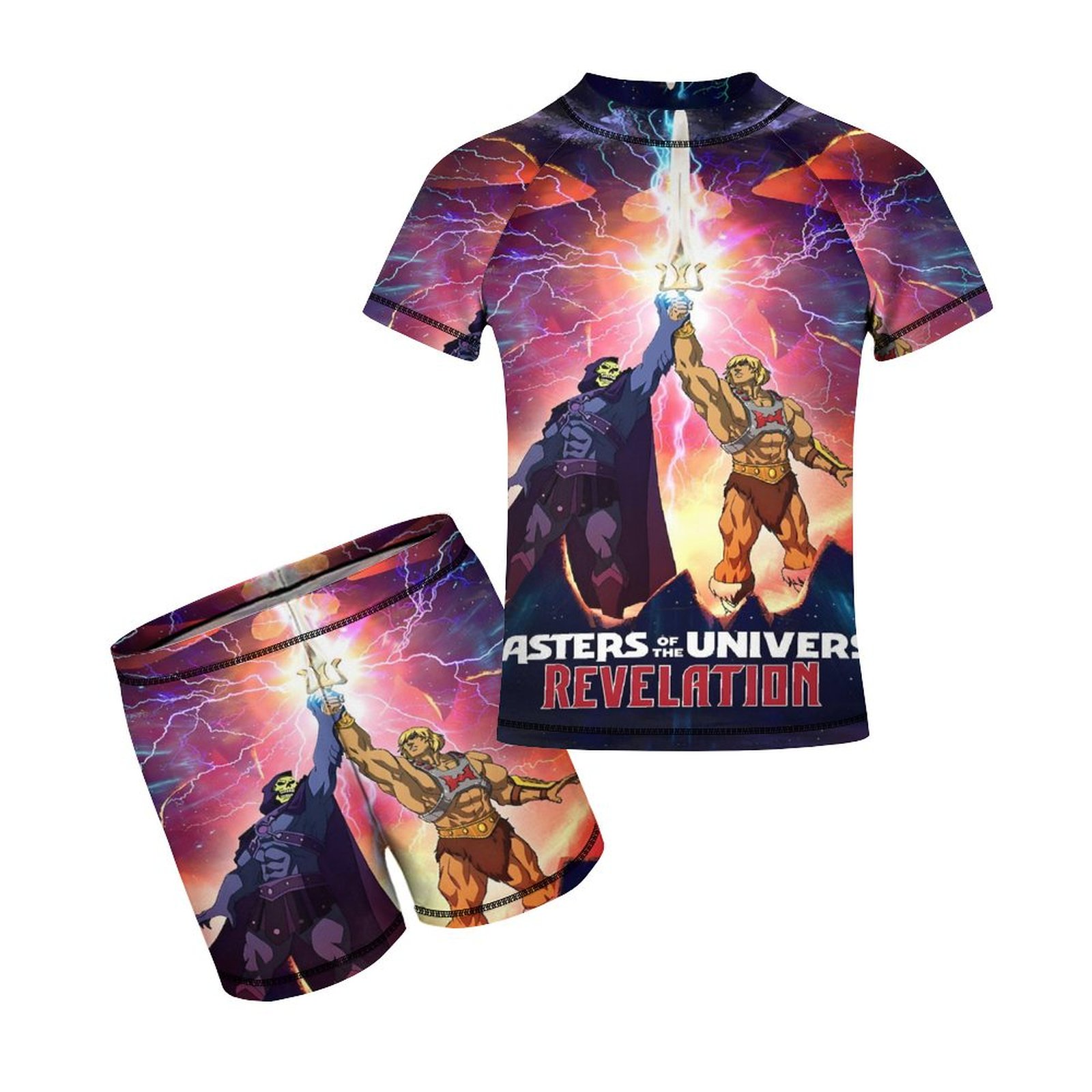 Boys He Man Mas-ters Universe Rash Guard Set 2 Piece Swimsuits Short ...